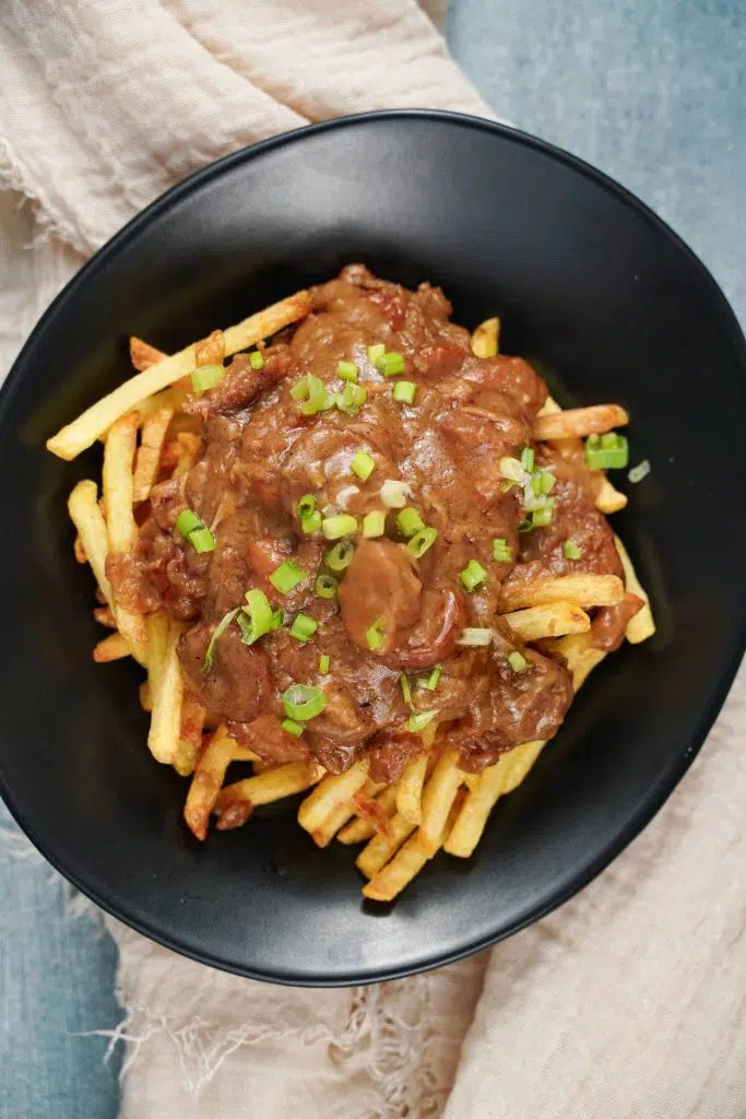 Easy Chicken Sausage Gumbo Topped Fries