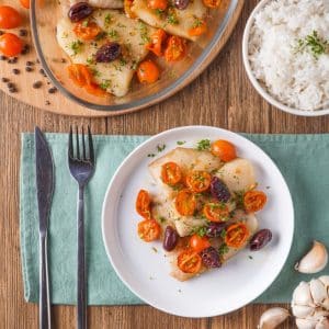 Homemade One Pan Roasted Fish with Cherry Tomatoes