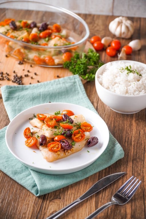 Homemade One Pan Roasted Fish with Cherry Tomatoes