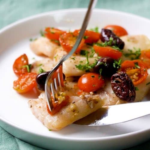 Homemade One Pan Roasted Fish with Cherry Tomatoes