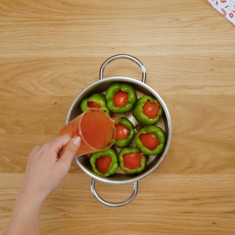 Homemade Turkish Dolma with Meat (Stuffed Green Bell Pepper)