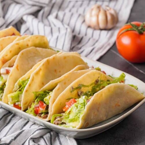 Easy Cheesy Soft Shell Beef Tacos